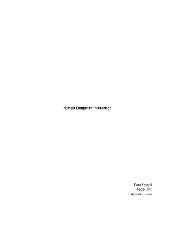 (PDF) Human Computer Interaction