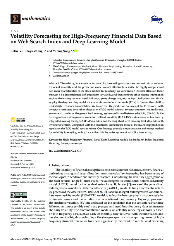 Pdf Volatility Forecasting For High Frequency Financial Data Based On