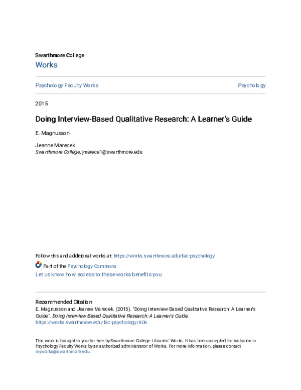 (PDF) Doing Interview-based Qualitative Research: A Learner's Guide