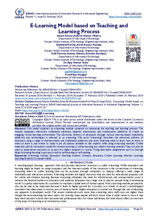 (PDF) E-Learning Model based on Teaching and Learning Process