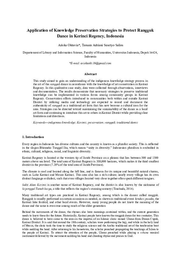 (PDF) Application of Knowledge Preservation Strategies to Protect ...