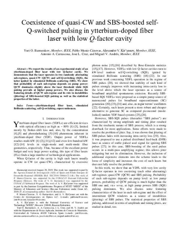 (PDF) Coexistence of Quasi-CW and SBS-Boosted Self-Q-Switched Pulsing ...