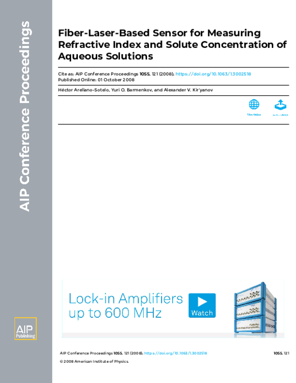 (PDF) Fiber Laser Sensor for Refractive Index Measurement