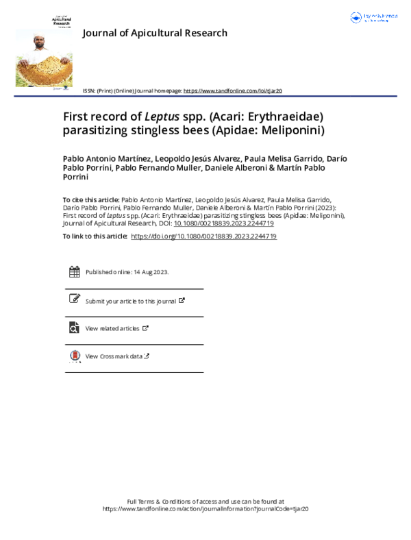 (PDF) First record of Leptus spp. (Acari: Erythraeidae) parasitizing ...