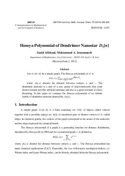(PDF) Hosoya Polynomial of Dendrimer Nanostar | Saeid Alikhani ...