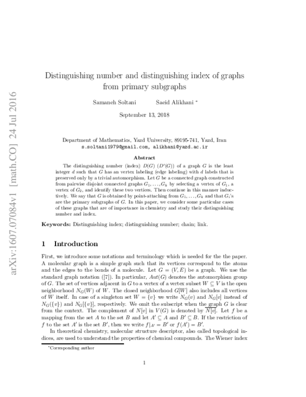 (PDF) Distinguishing number and distinguishing index of graphs from ...