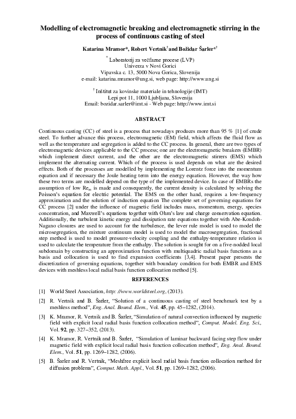 (PDF) Modelling of electromagnetic breaking and electromagnetic stirring in the process of ...