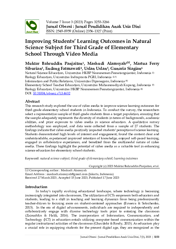 (PDF) Improving Students’ Learning Outcomes in Natural Science Subject for Third Grade of ...