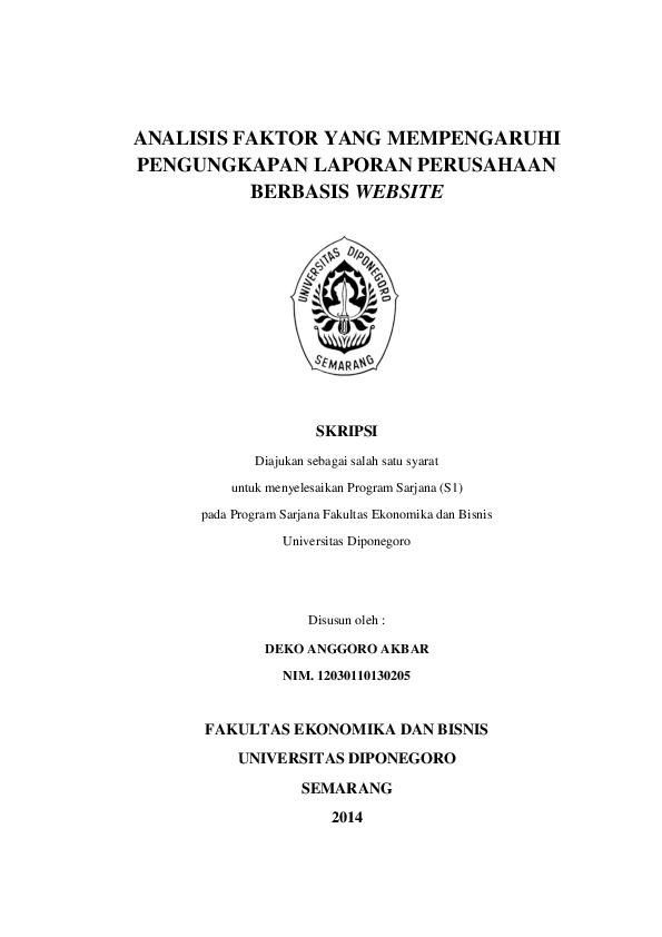 (PDF) Analisis Faktor Yang Mempengaruhi Pengungkapan Laporan Perusahaan Berbasis Website