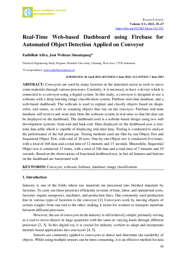 (PDF) Real-Time Web-based Dashboard using Firebase for Automated Object Detection Applied on ...