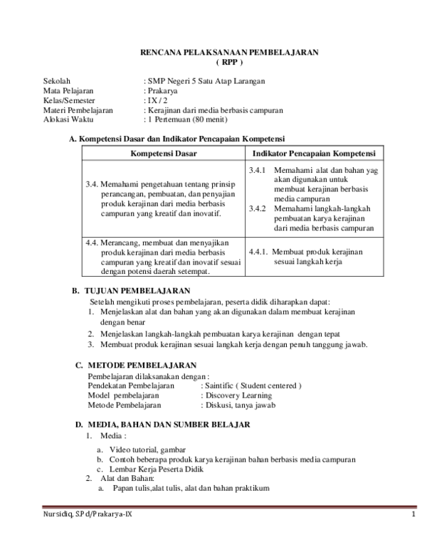 (PDF) RPP PRAKARYA SEMESTER 2