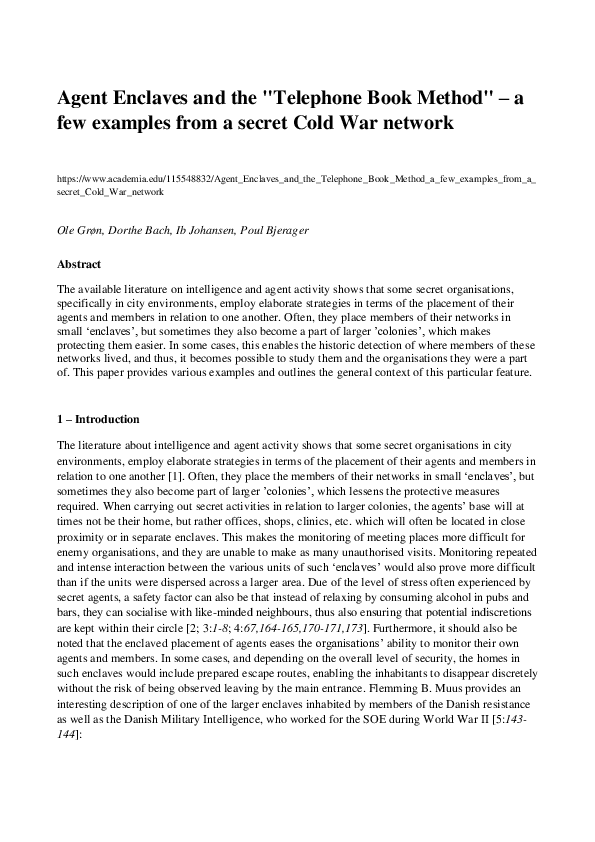 (PDF) Agent Enclaves and the "Telephone Book Method" - a few examples ...