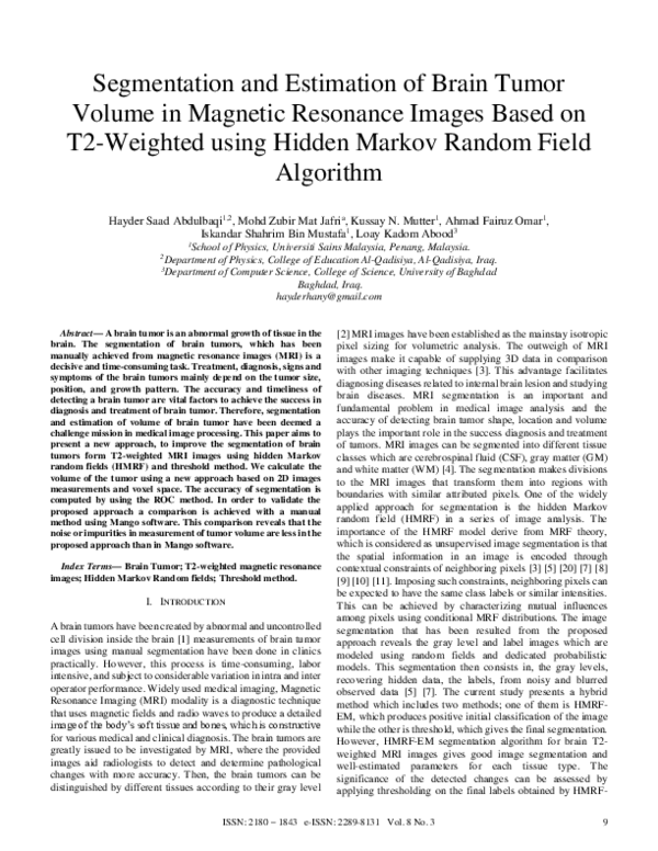 (PDF) Segmentation and estimation of brain tumor volume in computed tomography scan images using ...
