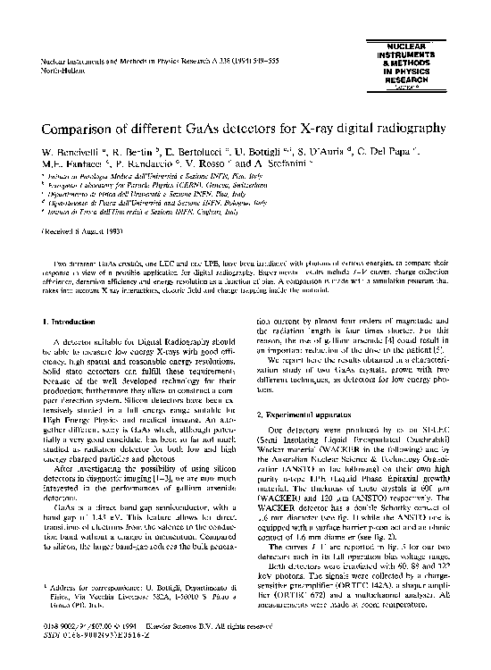 (PDF) Comparison of different GaAs detectors for X-ray digital radiography