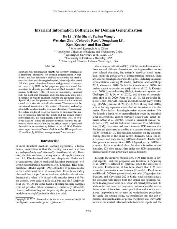 (PDF) Invariant Information Bottleneck for Domain Generalization