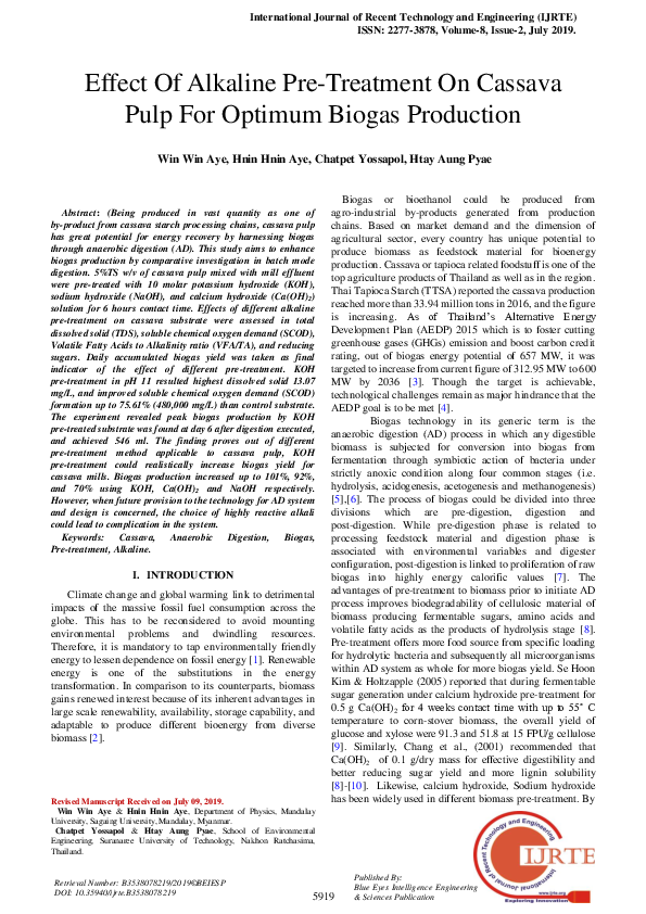 (PDF) Effect of Alkaline Pre-Treatment on Cassava Pulp for Optimum ...