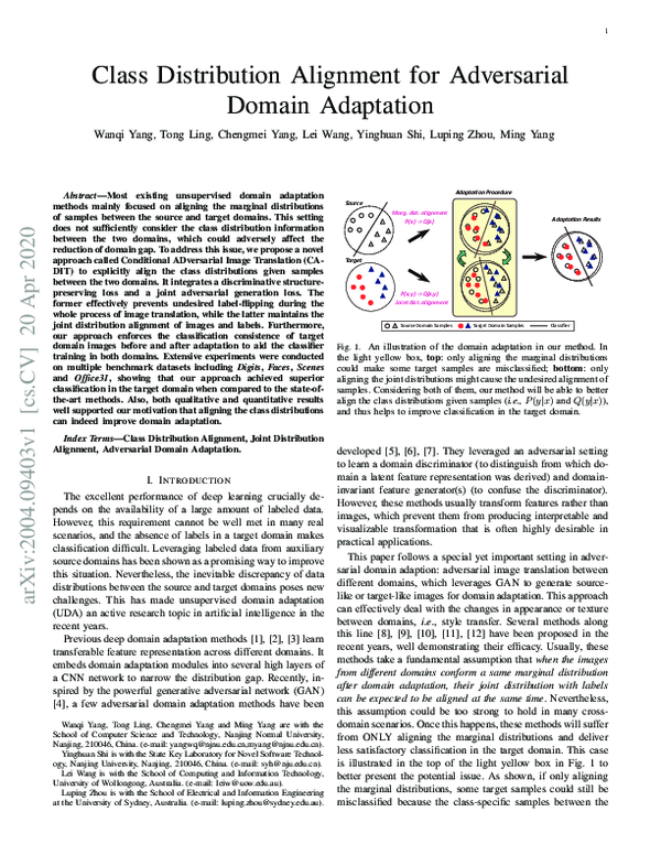 (PDF) Class Distribution Alignment for Adversarial Domain Adaptation | Chengmei Yang - Academia.edu