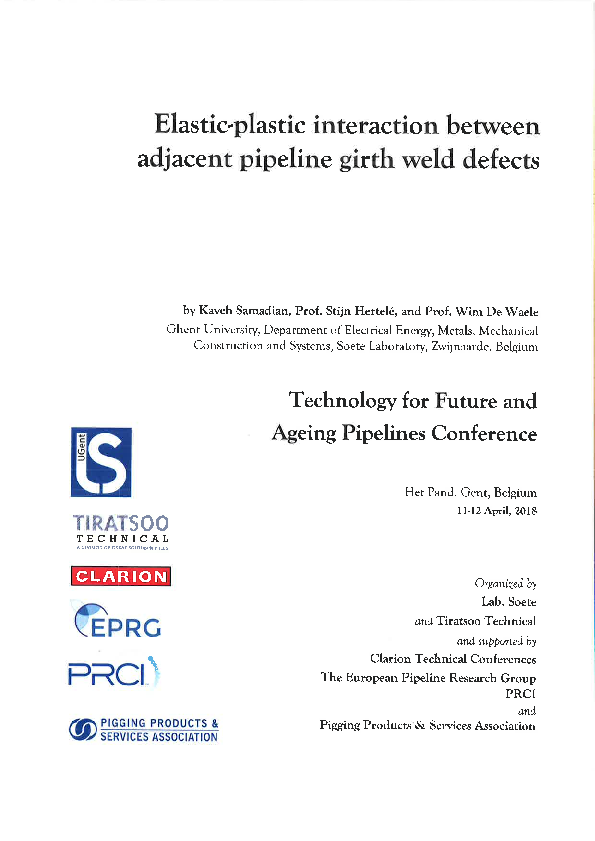 Elastic-plastic interaction between adjacent pipeline girth weld defects