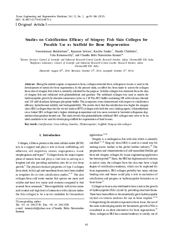 (PDF) Studies on calcification efficacy of stingray fish skin collagen ...