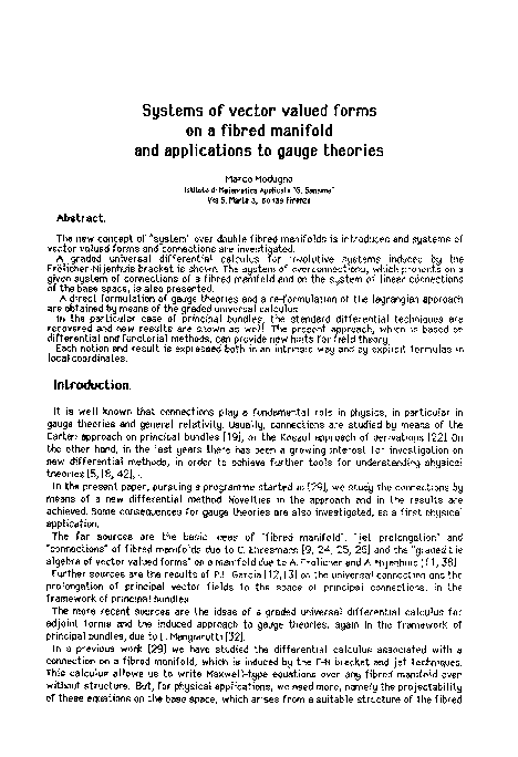 (PDF) Systems of vector valued forms on a fibred manifold and ...