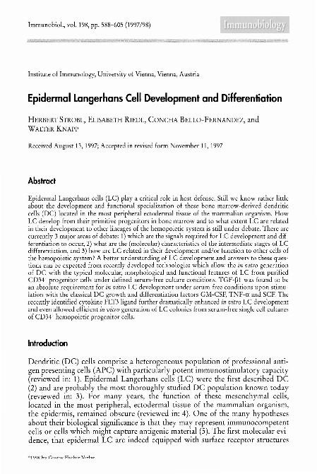 (PDF) Epidermal Langerhans Cell Development and Differentiation