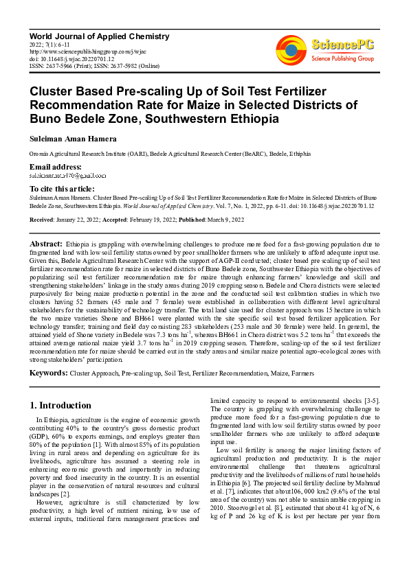Cluster Based Pre-scaling Up of Soil Test Fertilizer Recommendation ...