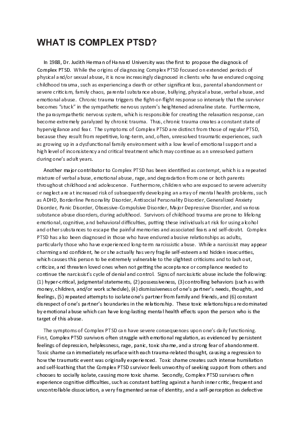 (DOC) WHAT IS COMPLEX PTSD