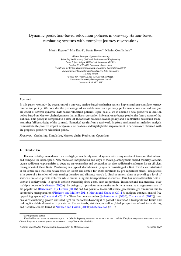Pdf Proactive Relocation In Carsharing Systems
