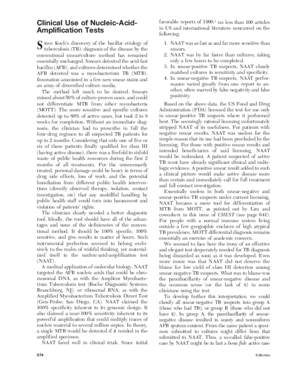 (PDF) Clinical Use of Nucleic-Acid-Amplification Tests