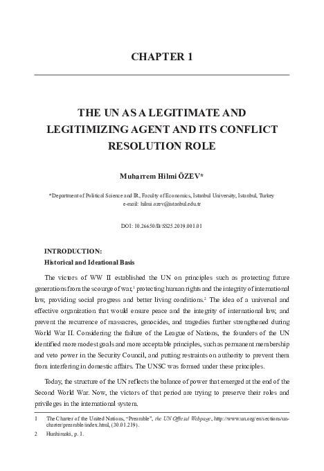 (PDF) The Un as a Legitimate and Legitimizing Agent and Its Conflict ...