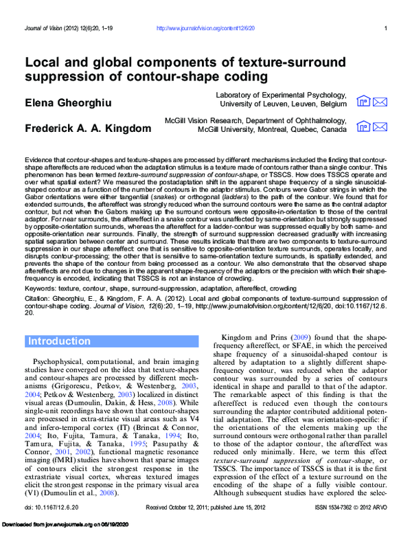 (PDF) Local and global components of texture-surround suppression of contour-shape coding ...
