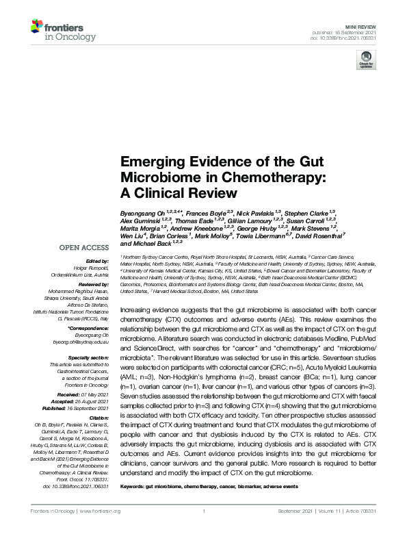 (PDF) Emerging Evidence of the Gut Microbiome in Chemotherapy: A ...