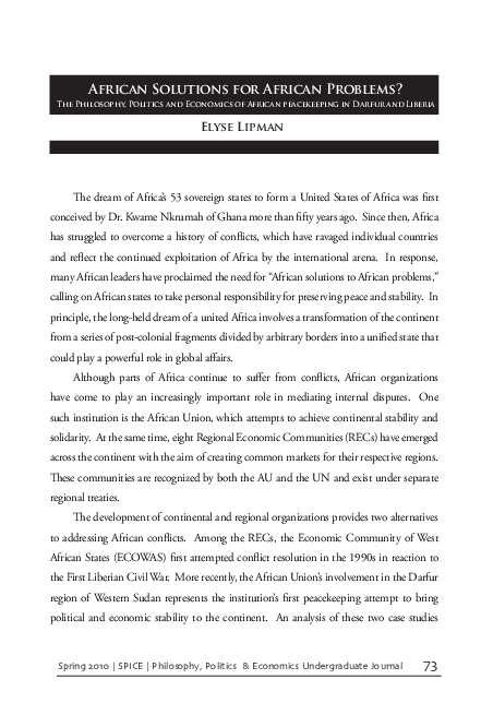 (PDF) African Solutions for African problems