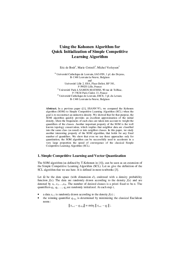 (PDF) Using the Kohonen Algorithm for Quick Initialization of Simple ...