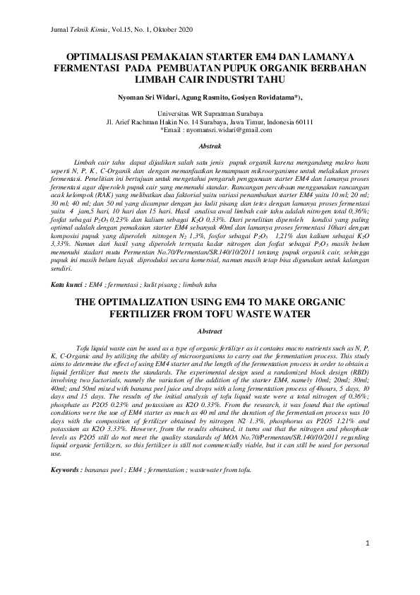 (PDF) Optimalisasi Pemakaian Starter EM4 Dan Lamanya Fermentasi Pada ...