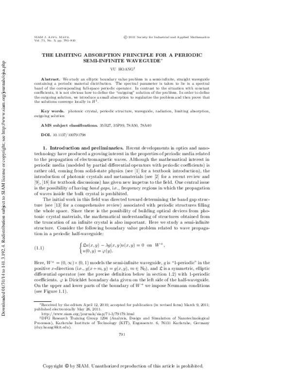 (PDF) The Limiting Absorption Principle for a Periodic Semi-Infinite Waveguide