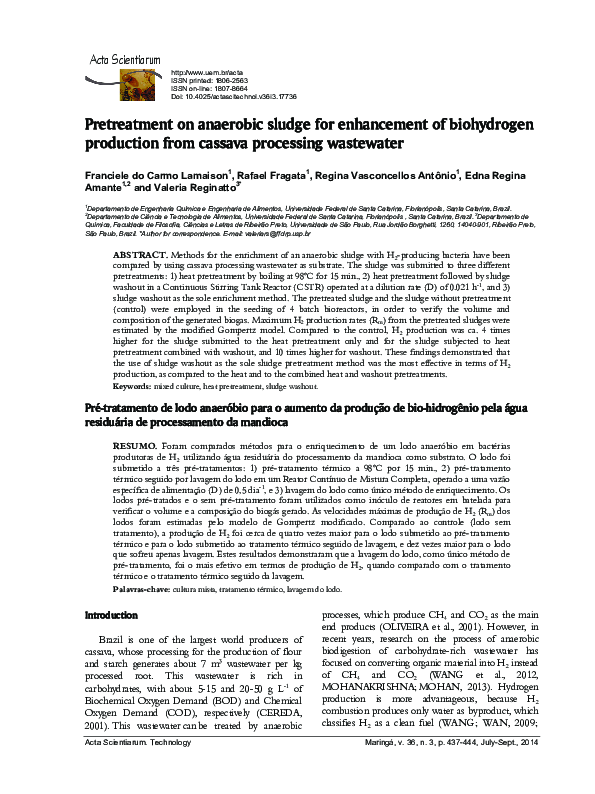 (PDF) Pretreatment on anaerobic sludge for enhancement of biohydrogen ...