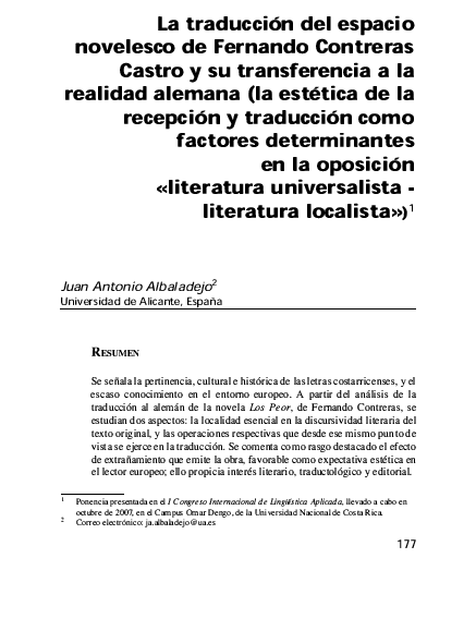 (PDF) La traducción del espacio novelesco de Fernando Contreras Castro ...