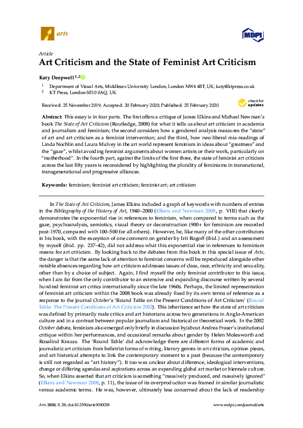 (PDF) Art Criticism and the State of Feminist Art Criticism