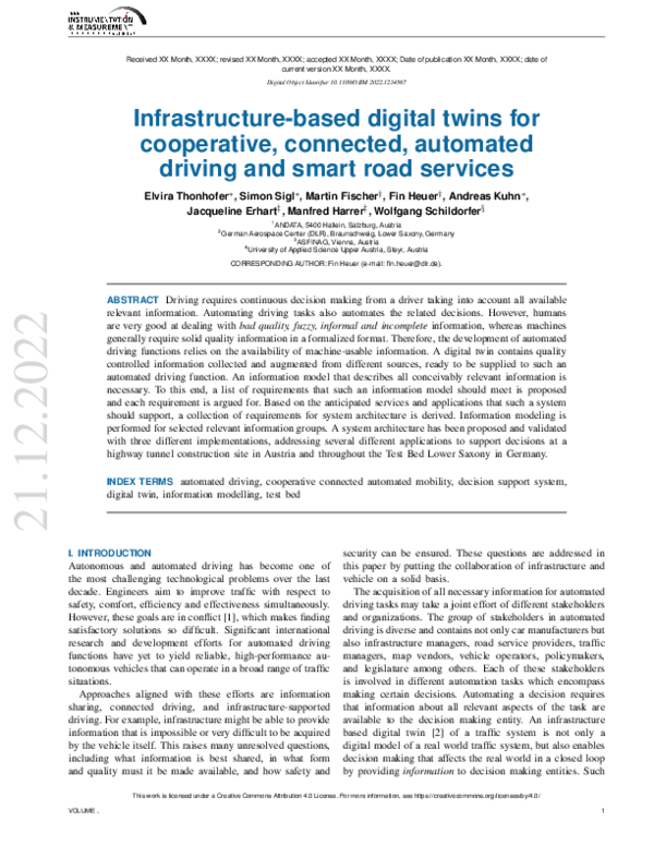 (PDF) Infrastructure-based digital twins for cooperative, connected, automated driving and smart ...