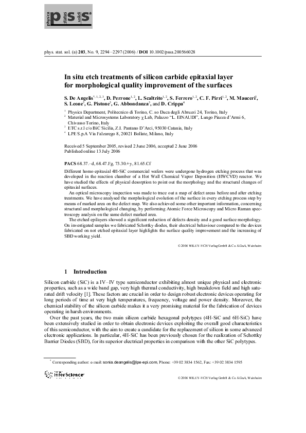 (PDF) In situ etch treatments of silicon carbide epitaxial layer for morphological quality ...