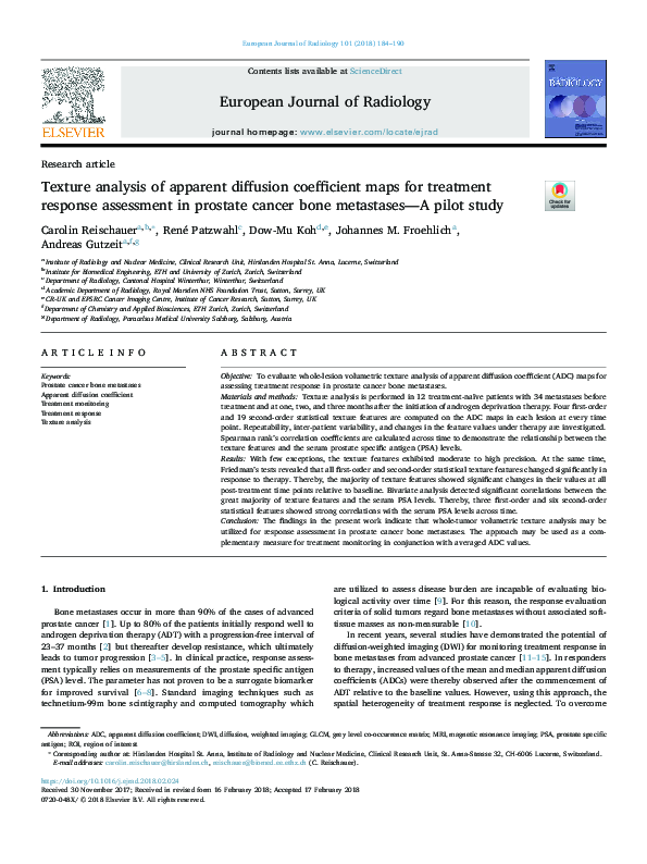 (PDF) Texture analysis of apparent diffusion coefficient (ADC) map for glioma grading: Analysis ...