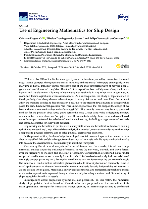 (PDF) Use of Engineering Mathematics for Ship Design