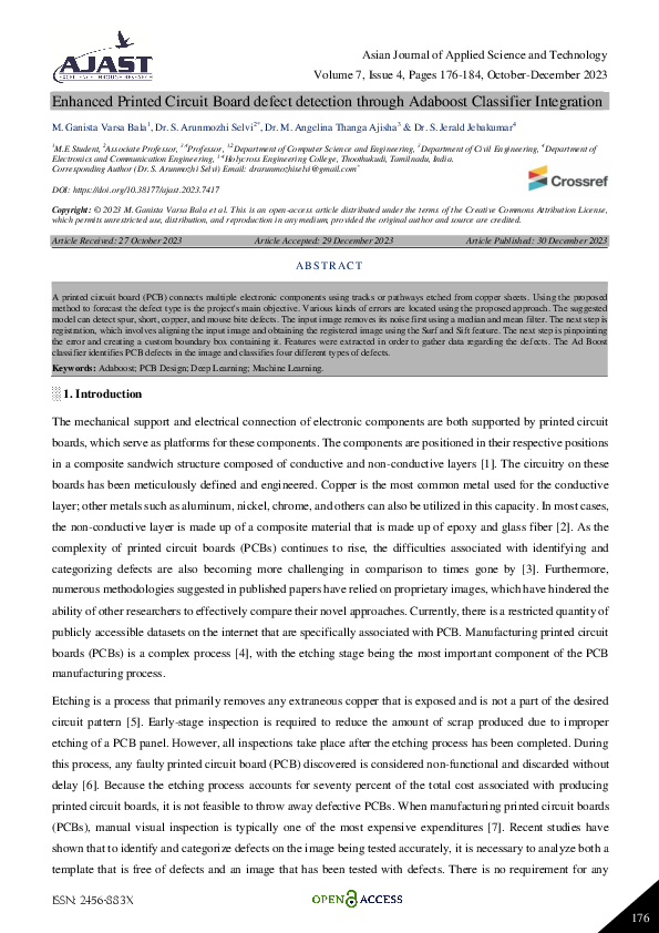 Pdf Enhanced Printed Circuit Board Defect Detection Through Adaboost Classifier Integration 