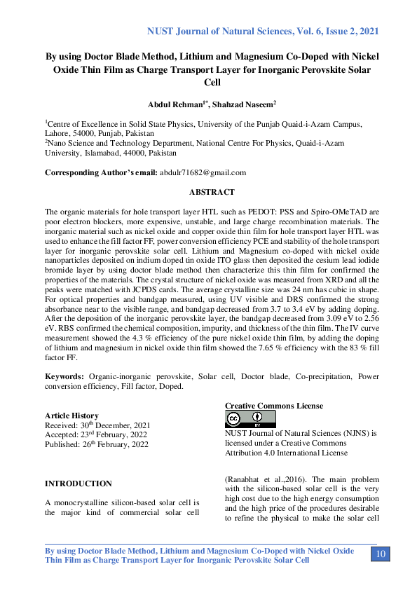 (PDF) By using Doctor Blade Method, Lithium and Magnesium Co-Doped with ...