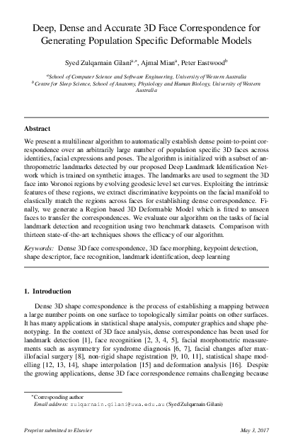 (PDF) Deep, dense and accurate 3D face correspondence for generating population specific ...