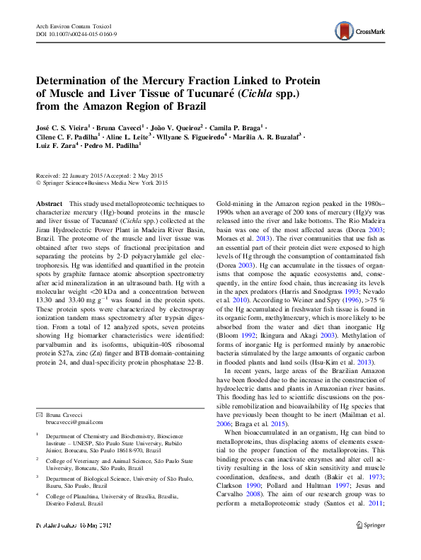 (PDF) Determination of the Mercury Fraction Linked to Protein of Muscle ...