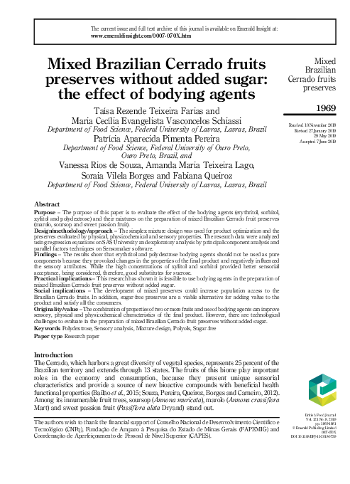 (PDF) Mixed Brazilian Cerrado fruits preserves without added sugar: the ...