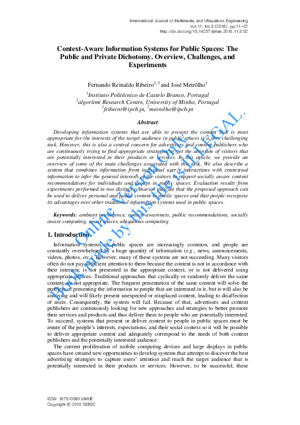 (PDF) Context-Aware Information Systems for Public Spaces: The Public and Private Dichotomy ...