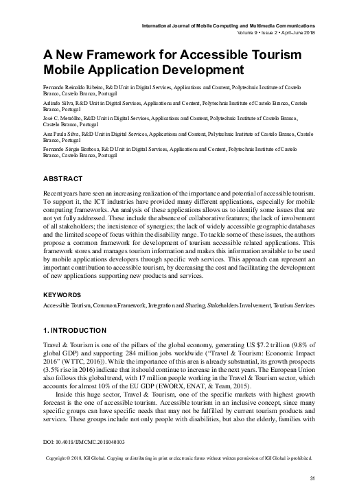 Pdf A New Framework For Accessible Tourism Mobile Application Development